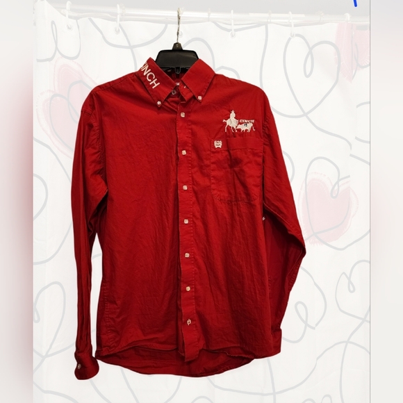 Cinch | Shirts | Cinch Mens Red Buttondown Shirt Cowboy | Poshmark